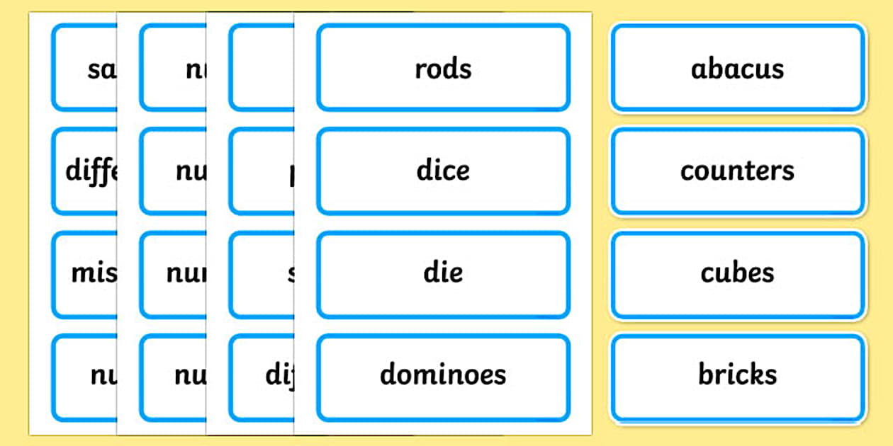 Precursive Maths General Word Cards (l'enseignant a fait)