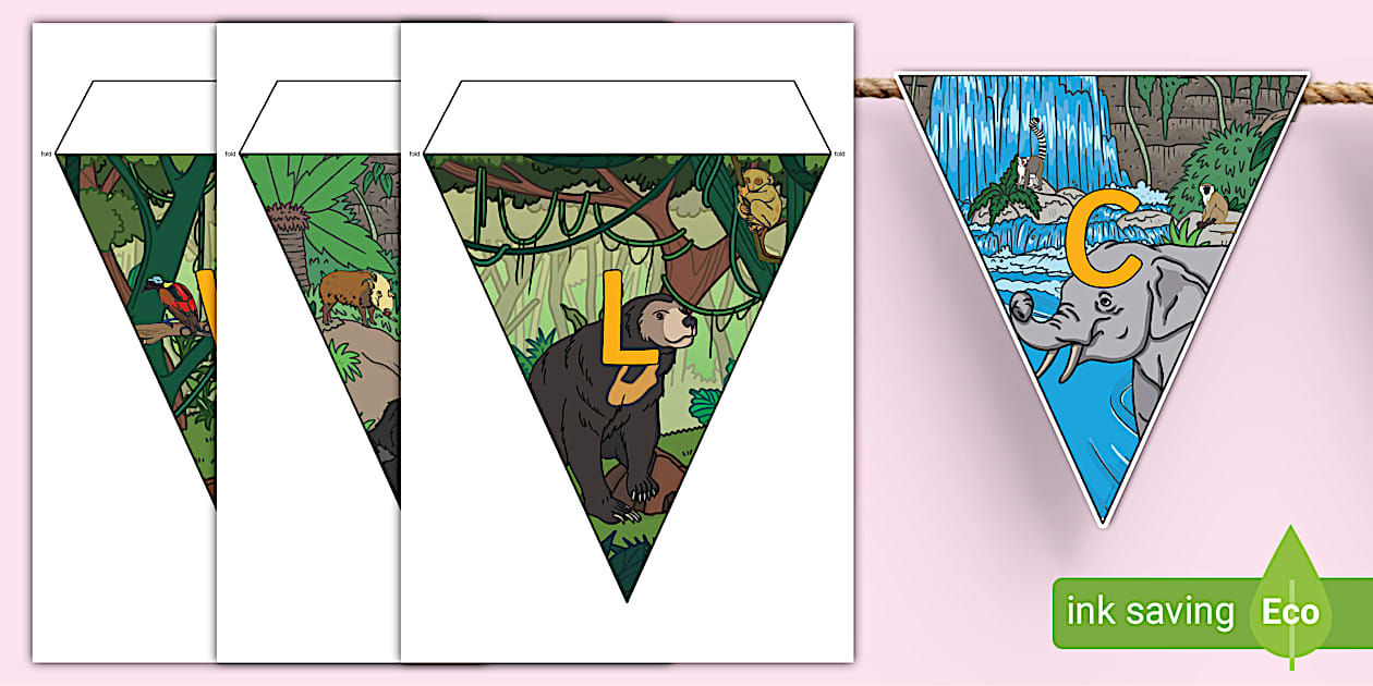 Editable Welcome to Year One Bunting Jungle Themed - Twinkl