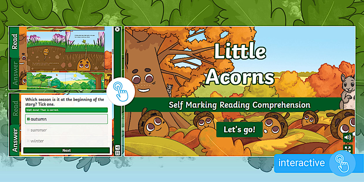 Little Acorns Self-Marking Reading Comprehension Activity