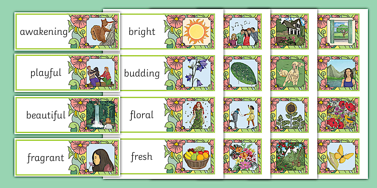 Intermediate Phase - English - Spring Adjectives Cards (CAPS Aligned)