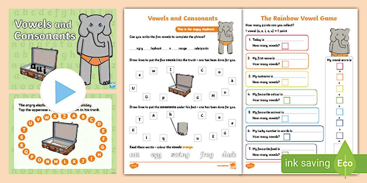 Identifying Vowels and Consonants Resource Pack - Twinkl