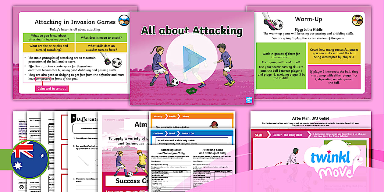 Move PE Year 6 Invasion Games Lesson 3: All about Attacking