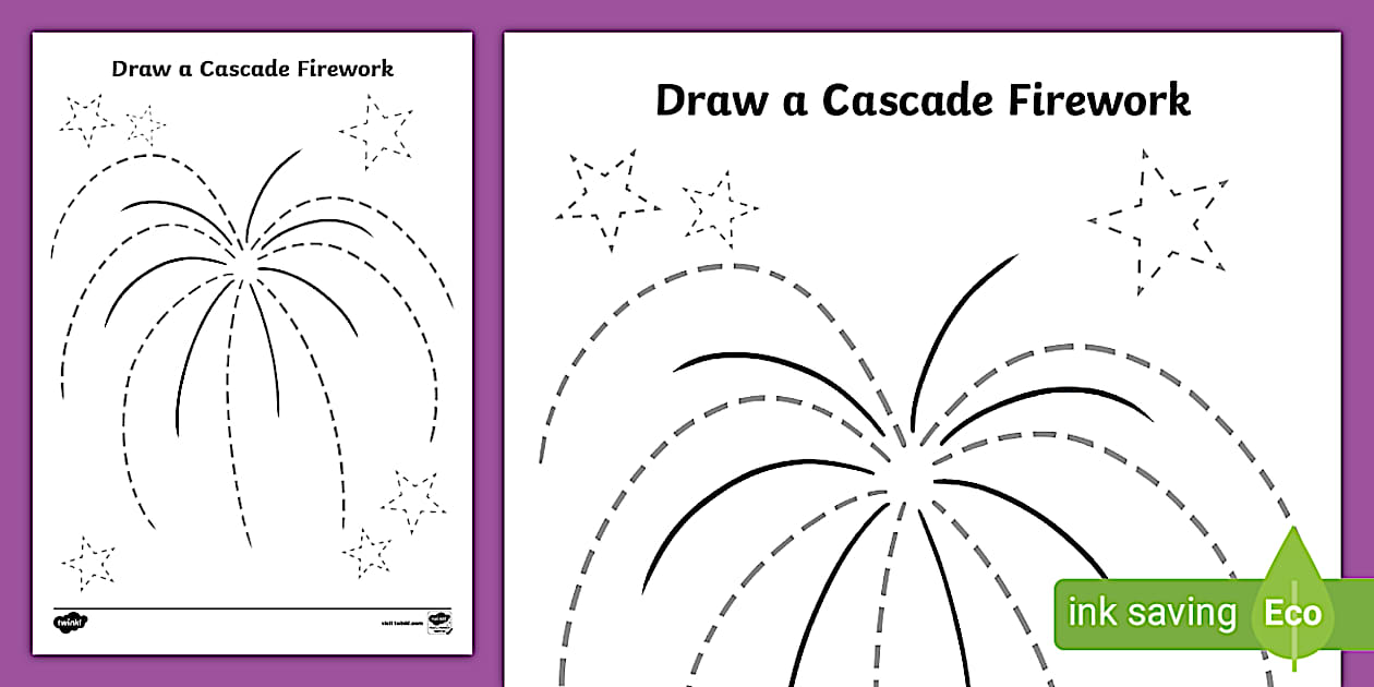 Draw a Cascade Firework Pencil Control Activity - Twinkl