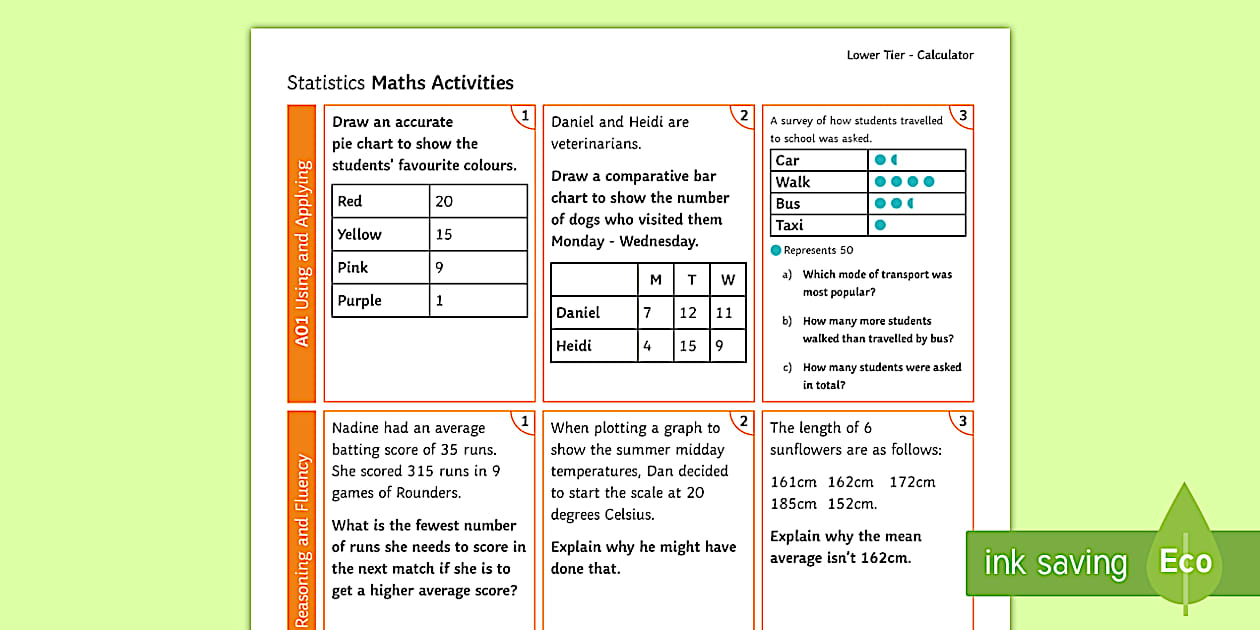 Foundation: Statistics (Calculator) Activity Mat - Twinkl