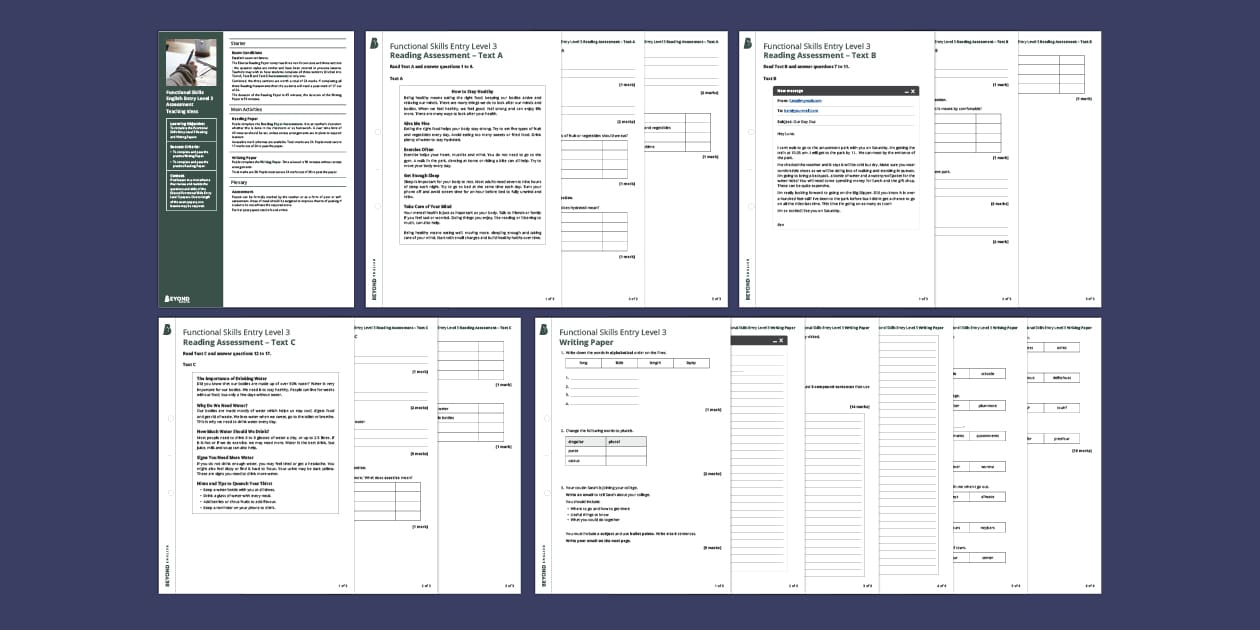 Functional Skills - Entry Level 3: Assessment Pack - Twinkl