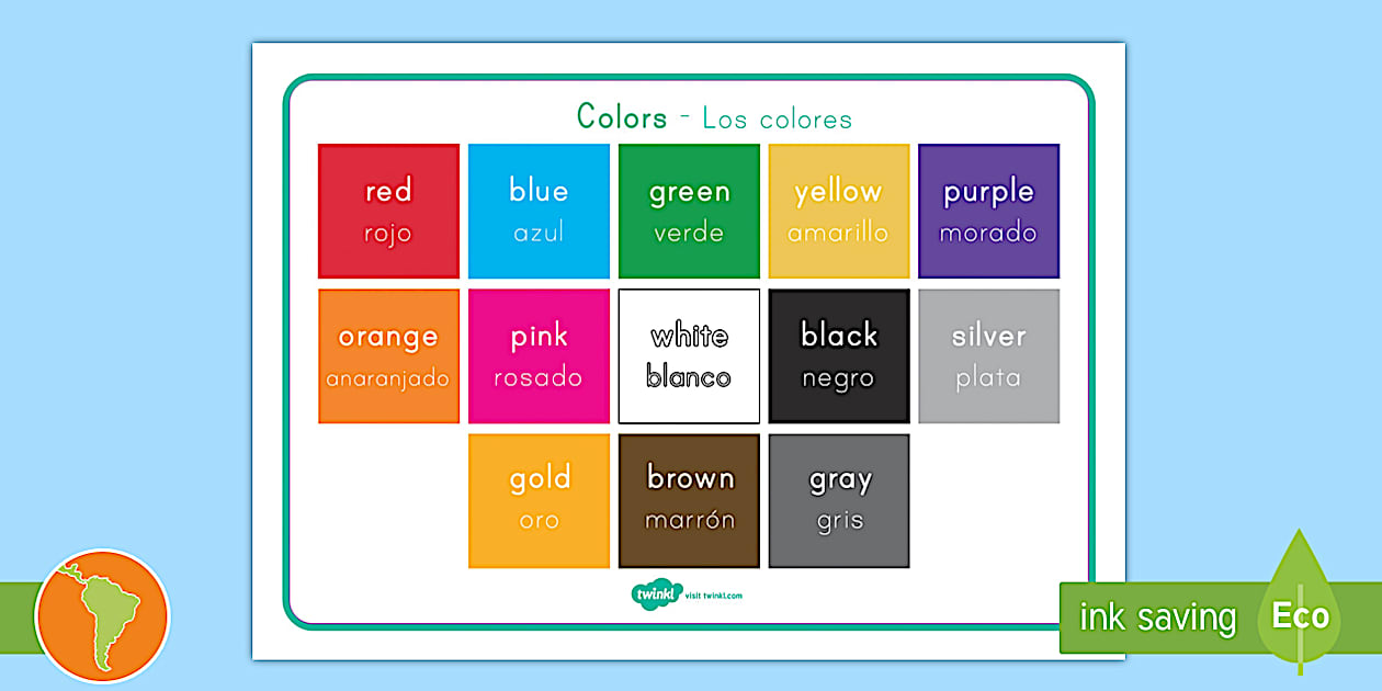 Color Word Mat - English/Spanish (teacher made) - Twinkl