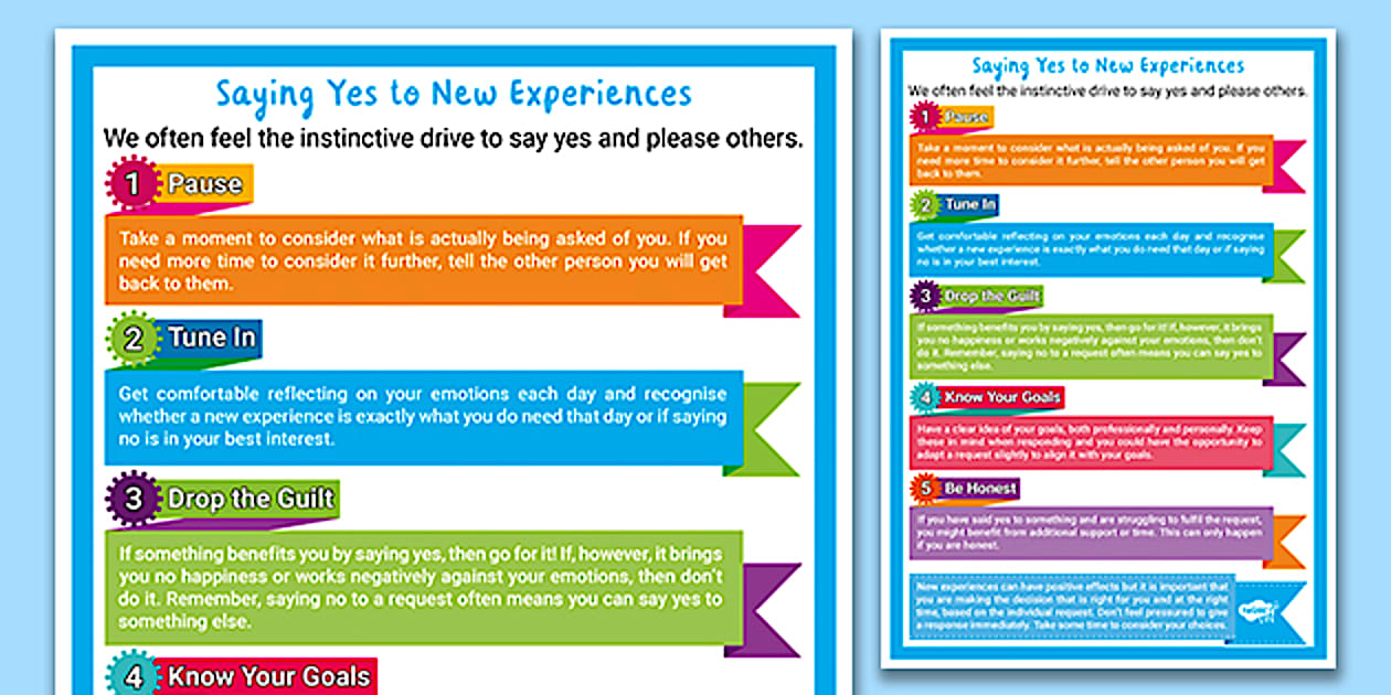 Staff Wellbeing Saying Yes to New Experiences Display Poster
