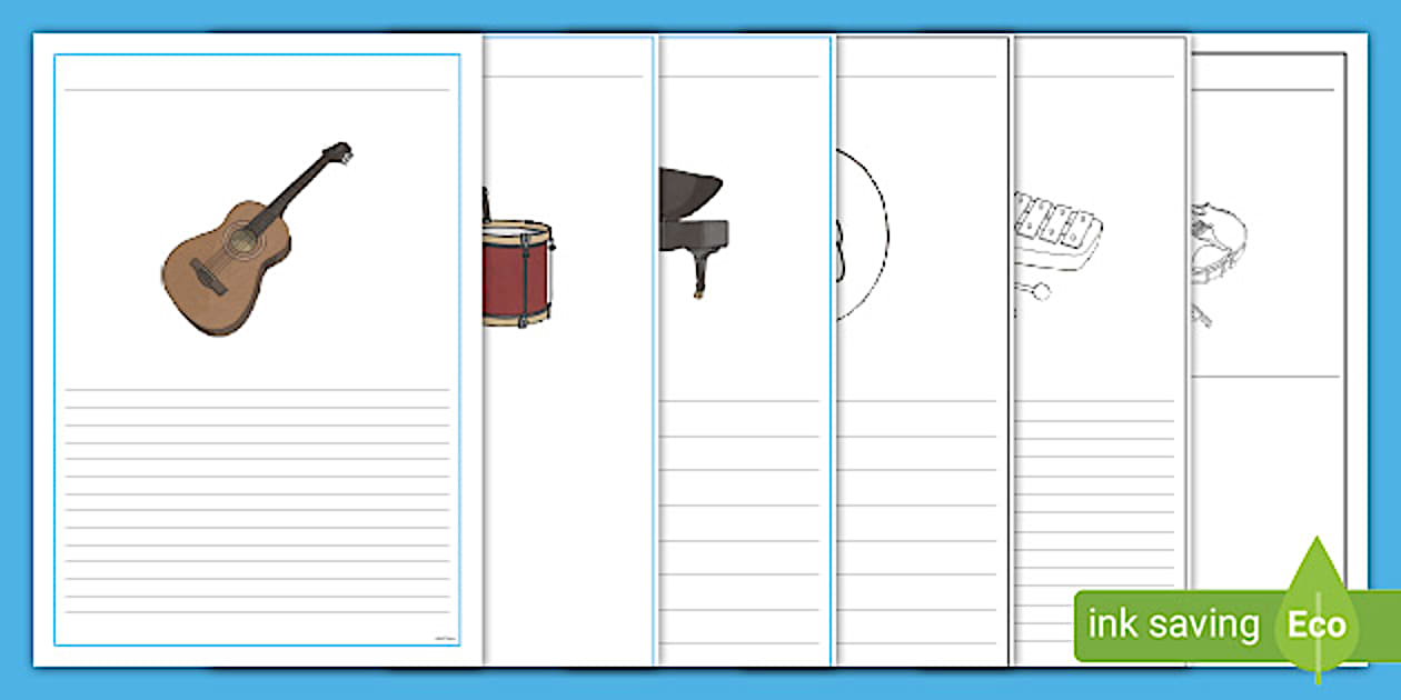 Editable Musical Instrument Writing Frames - Twinkl