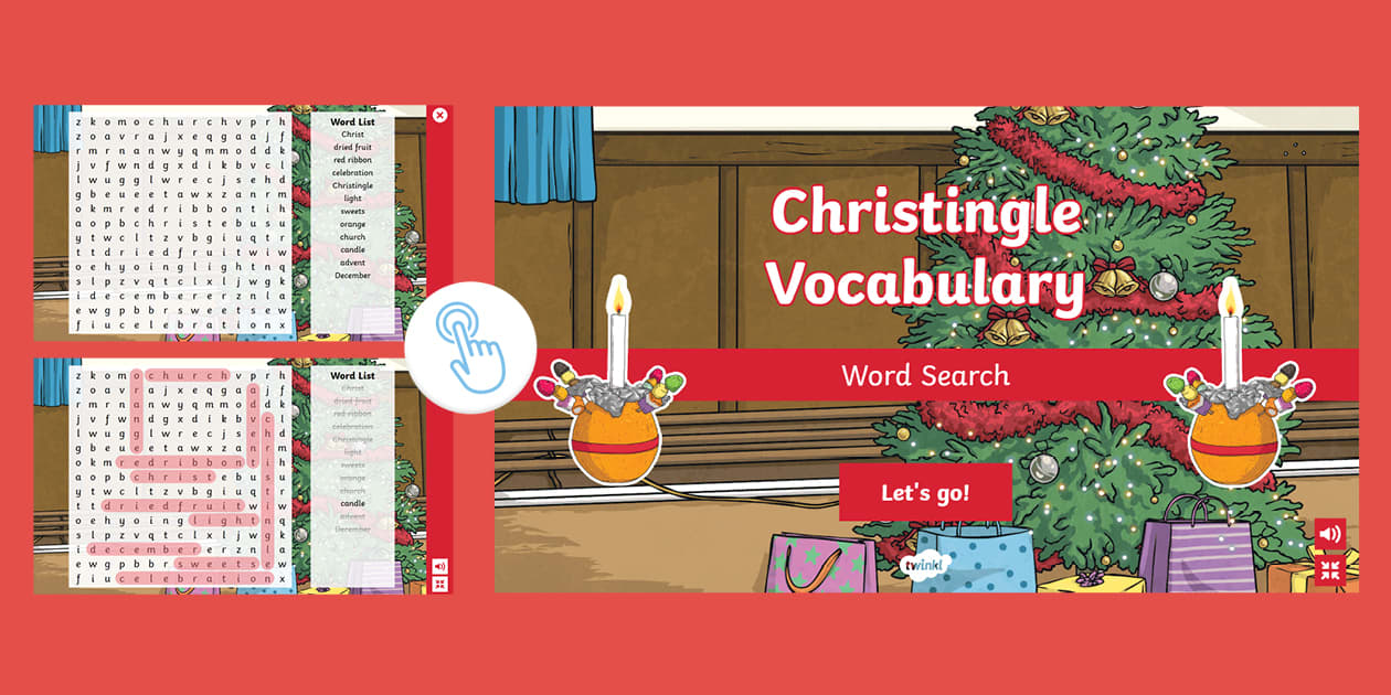 Christingle Vocabulary Interactive Word Search - Twinkl