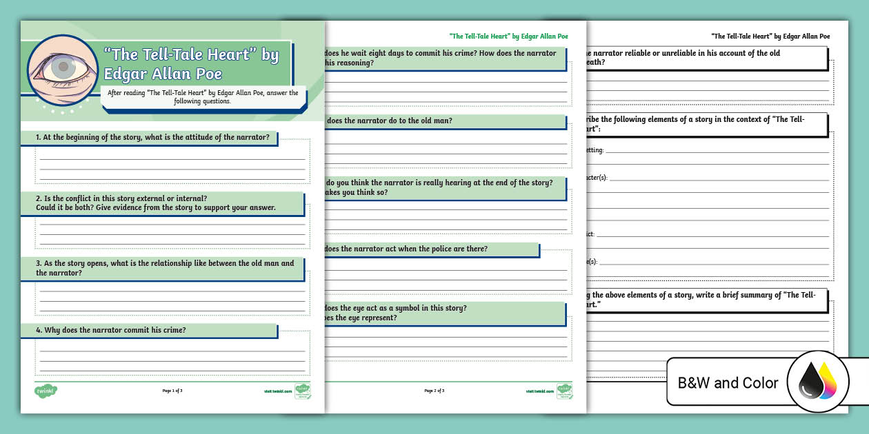 The Tell-Tale Heart by Edgar Allan Poe Reading Activity 6-8