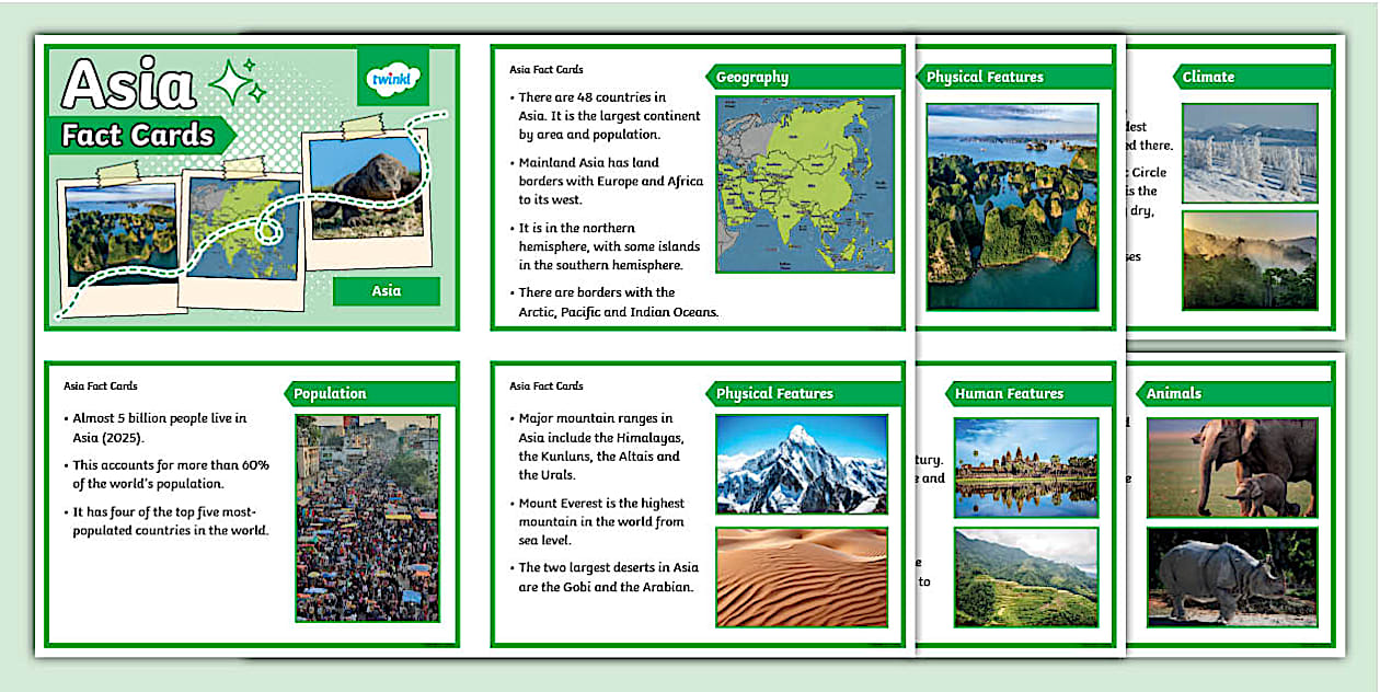 Asia Fact Cards - Twinkl - KS2
