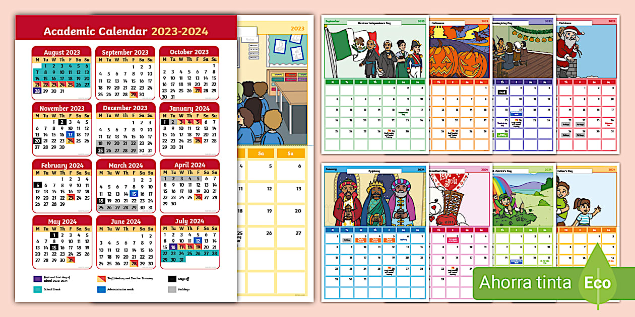 Calendario escolar 2023-2024 - SEP inglés (teacher made)