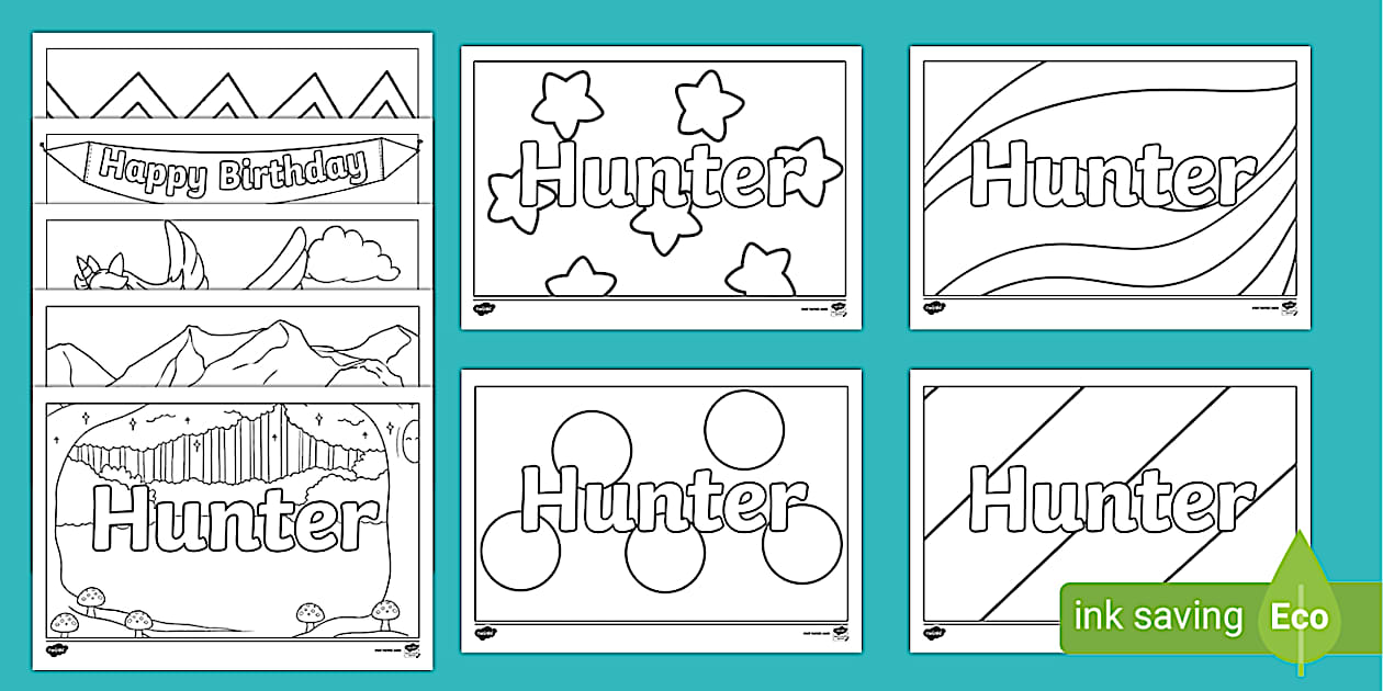 Hunter Name Simple Colouring Activity Sheet | Twinkl