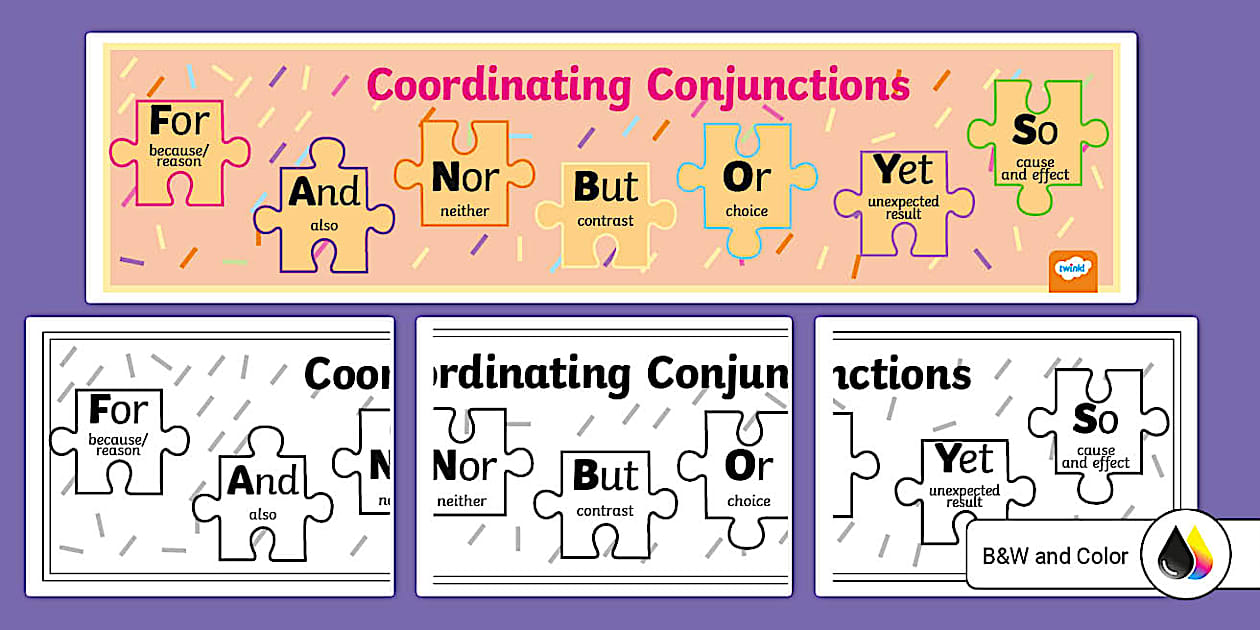 FANBOYS Coordinating Conjunctions Banner - Twinkl