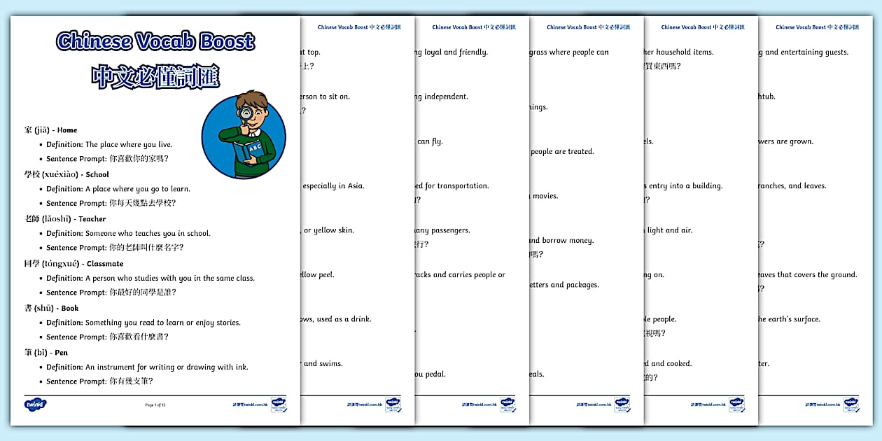 Chinese Vocab Boost (teacher made) - Twinkl