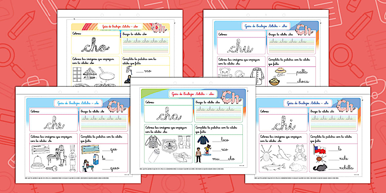 Pack de recursos: Guía de Trabajo - Sílabas ccon ch
