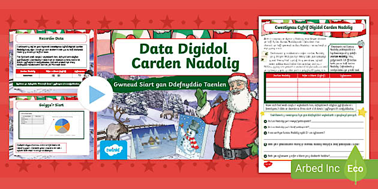 Gweithgaredd Data Digidol Carden Nadolig (Teacher-Made)