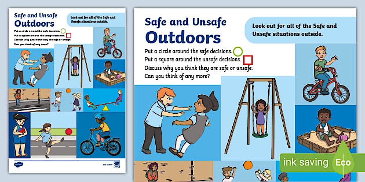 Safe and Unsafe Outdoors Activity Page (teacher made)