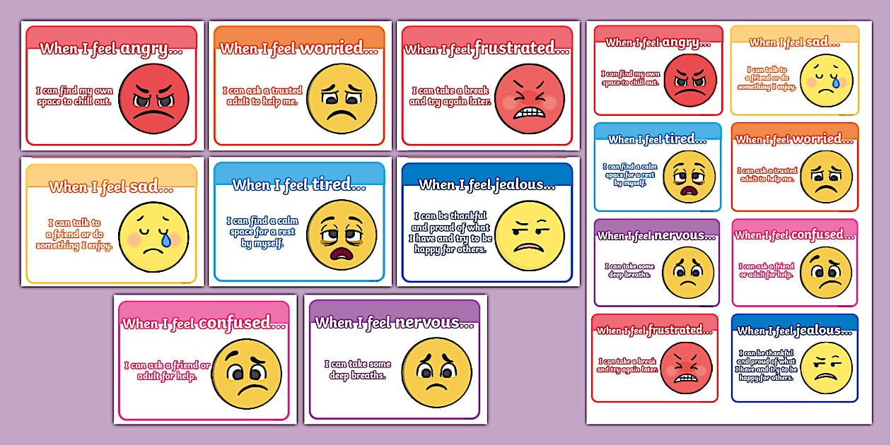 Emoticons Cool Down Calm Down Cards (teacher made) - Twinkl