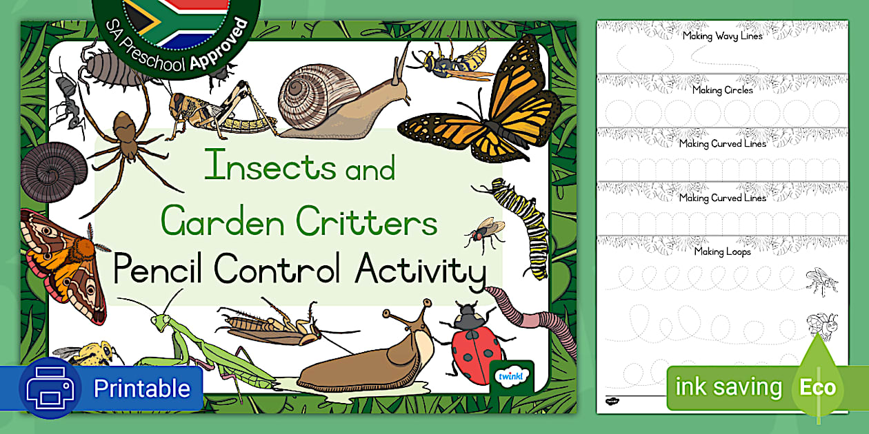 Insects and Garden Critters Pencil Control Activity Sheets