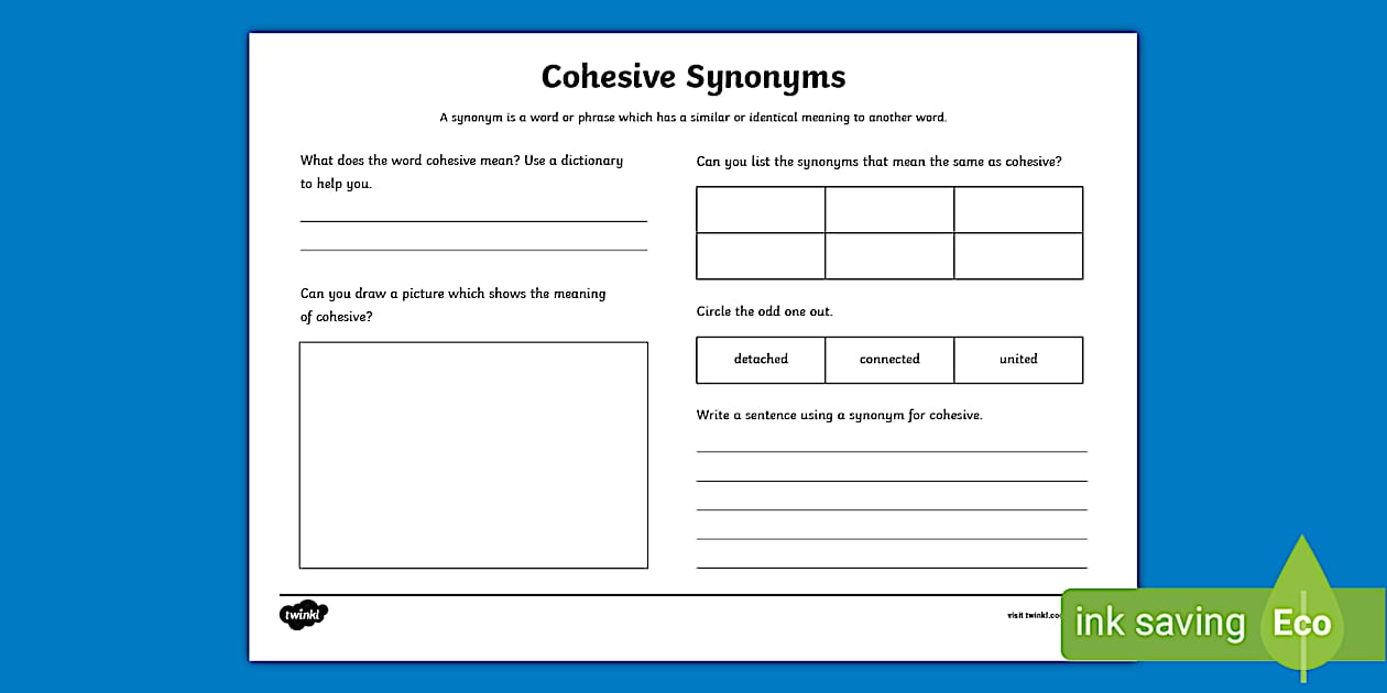 Cohesive Synonyms Worksheet (teacher made) - Twinkl