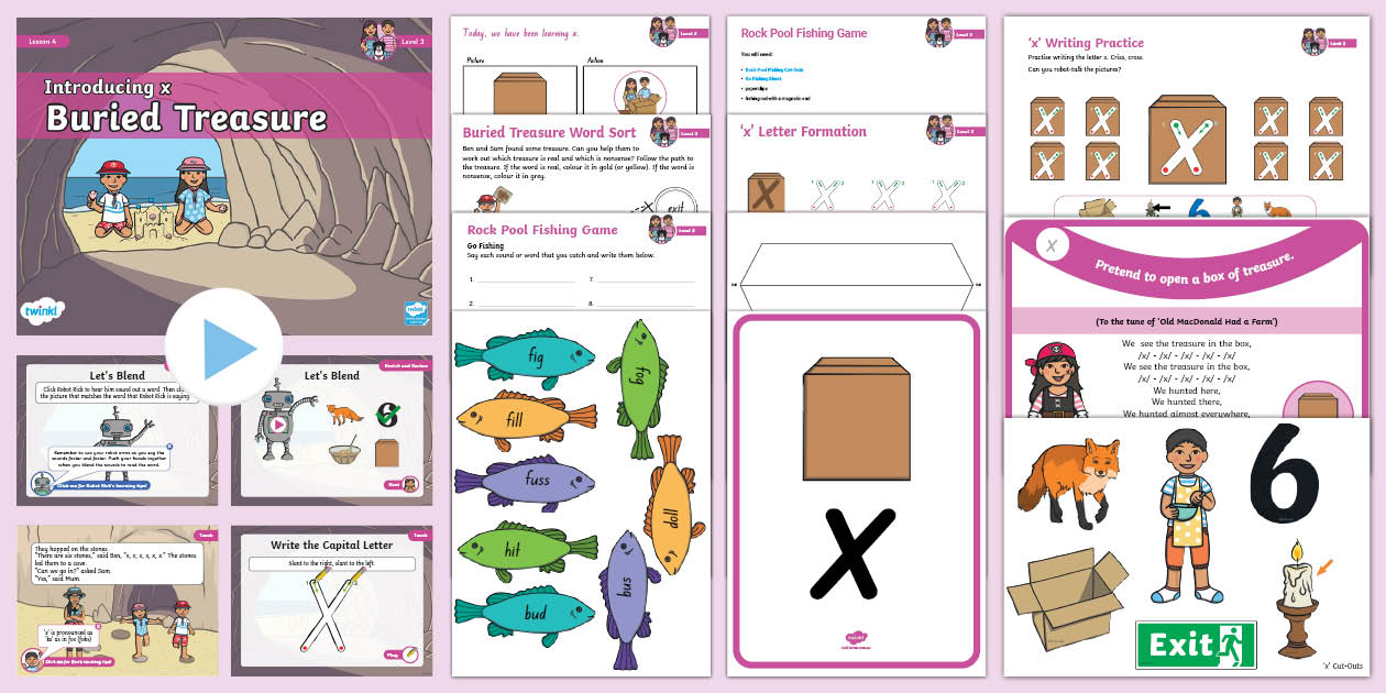 Phonics: Level 3: Week 1: Lesson 4 Pack: phonics letter 'x'