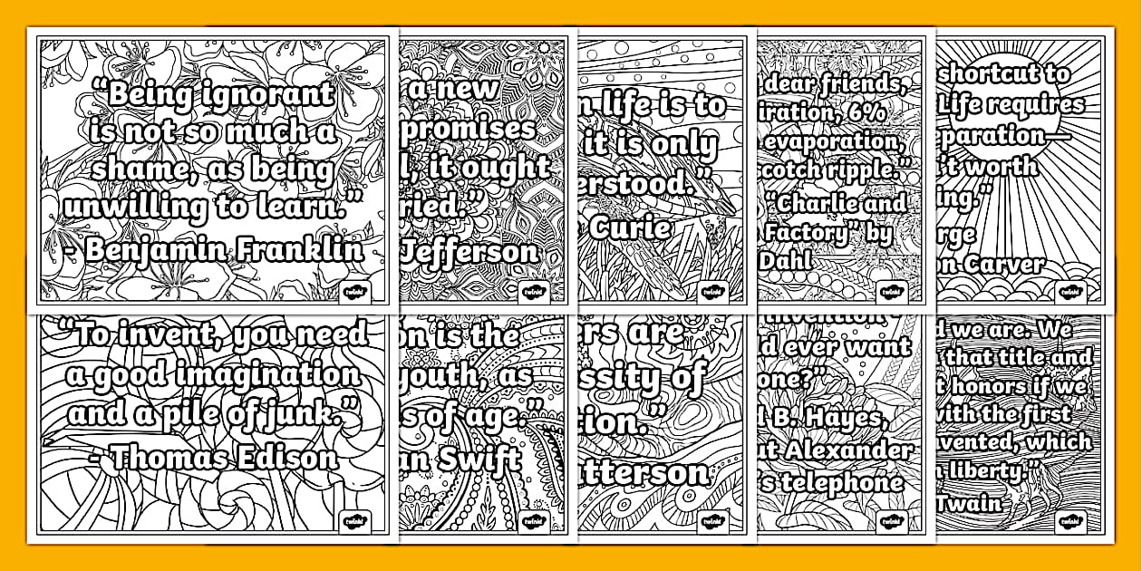Inventor Quotes Mindfulness Coloring Sheets (teacher made)