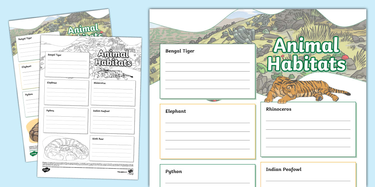 Animal Habitats Fact File Template (teacher made) - Twinkl