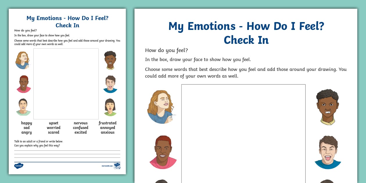 My Emotions - How Do I Feel? Check In Activity Sheet