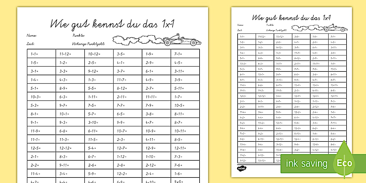 Wie gut kennst du das 1x1 Arbeitsblatt (teacher made)