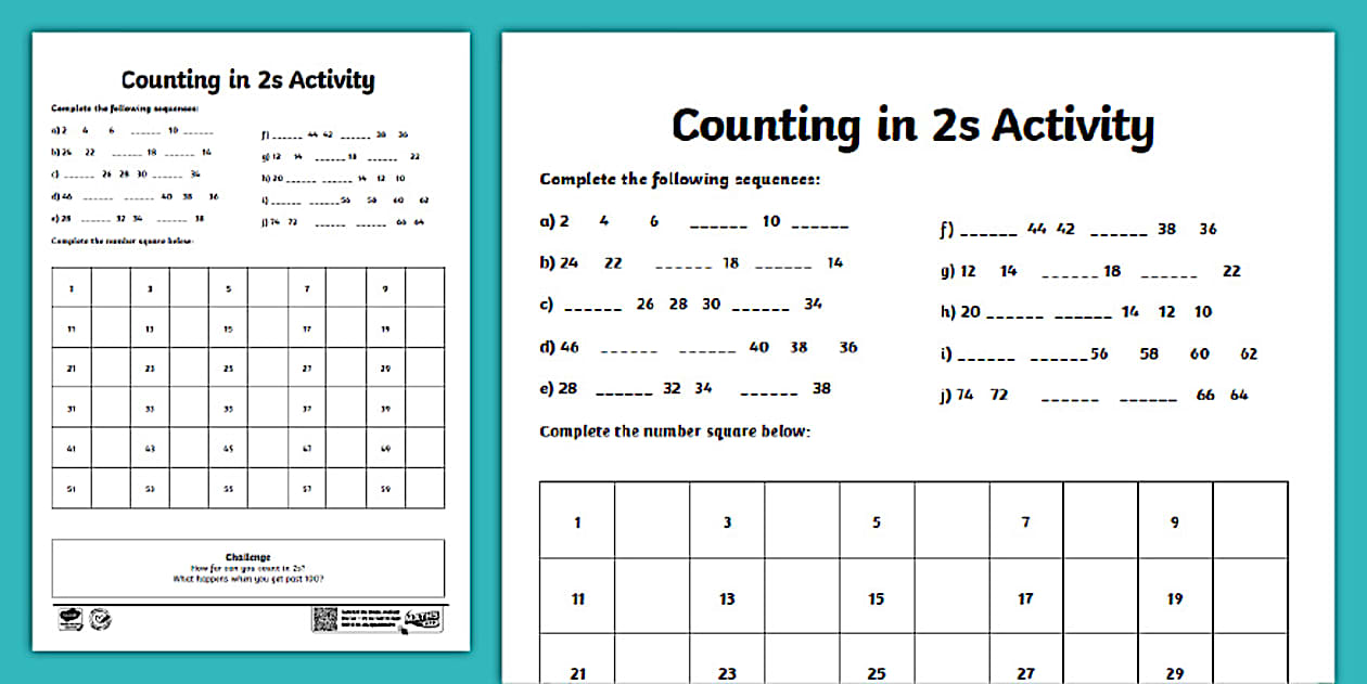 Counting in 2s Worksheet (teacher made) - Twinkl