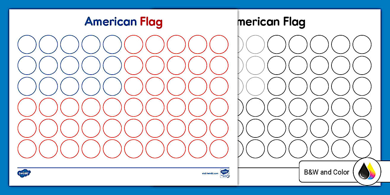 American Flag Dot Marker Worksheet (teacher made) - Twinkl