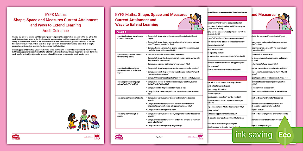 EYFS Maths: Shape, Space and Measures Attainment - Twinkl