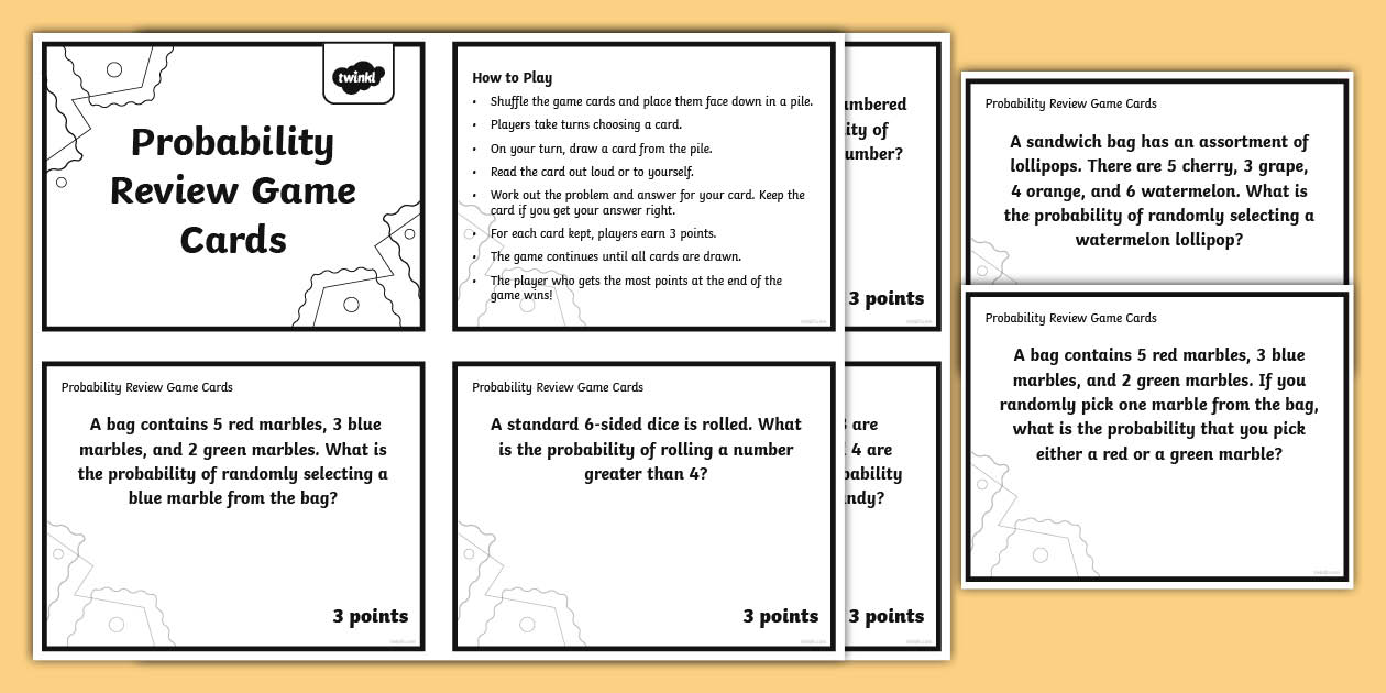 Seventh-Grade Probability Review Game Cards | Twinkl USA