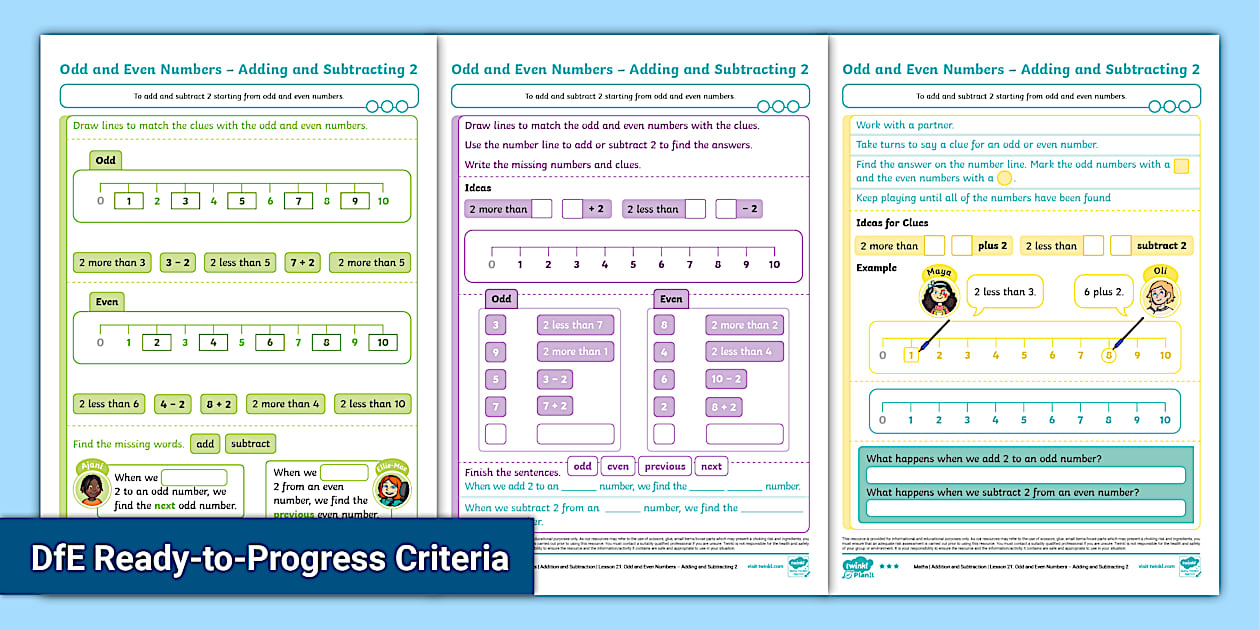 👉 Odd And Even Numbers Adding And Subtracting 2 Differentiated Maths