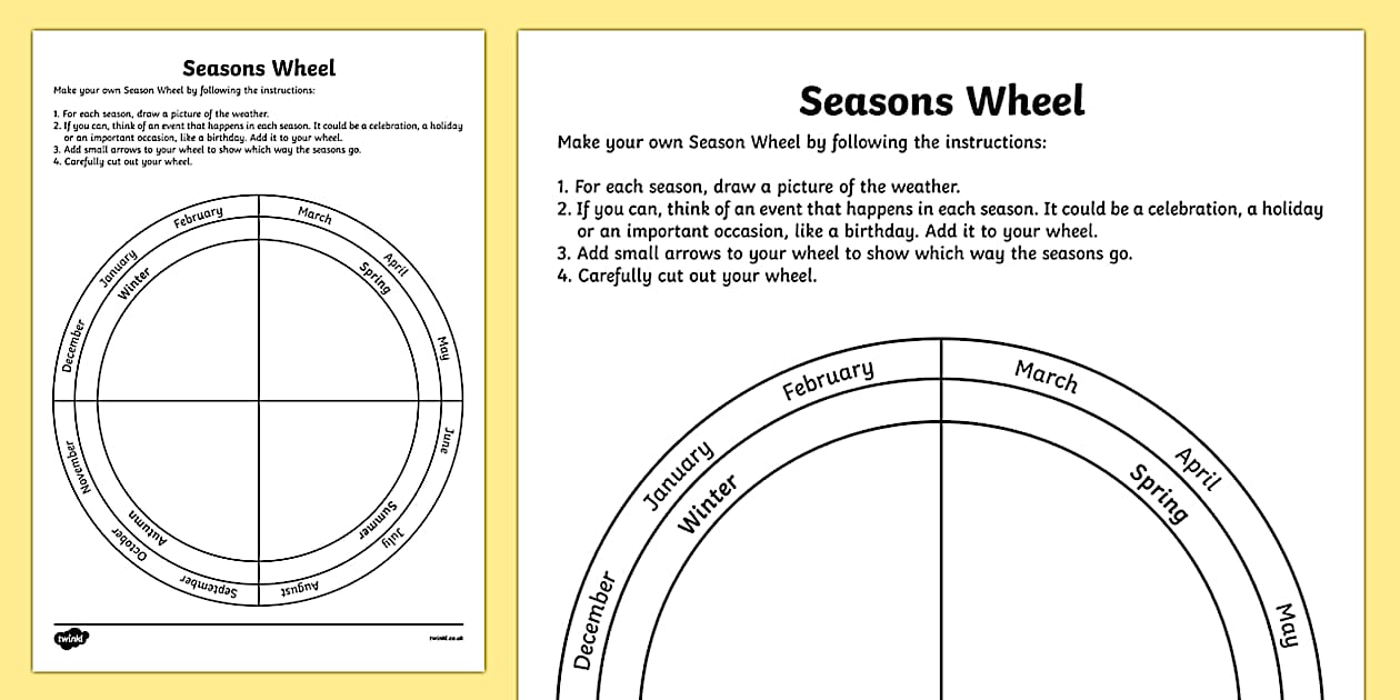 Seasons Wheel Worksheet (teacher made) - Twinkl