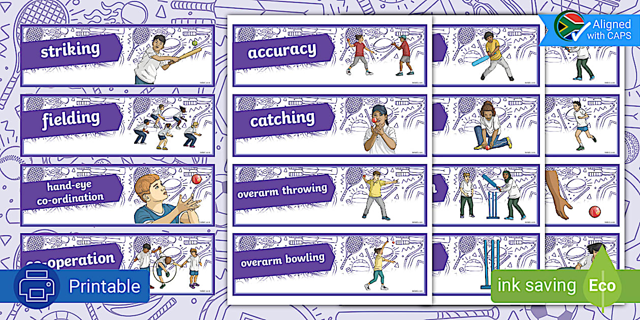 Grade 6 Physical Education Striking and Fielding Word Cards