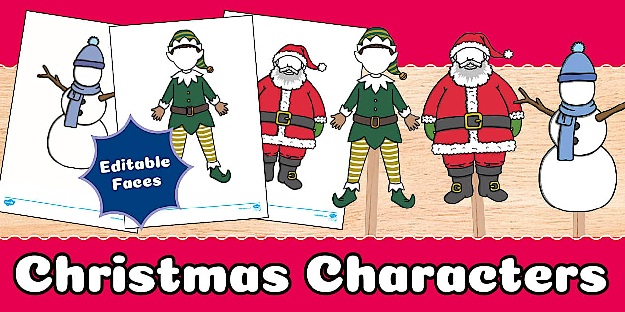 Face Cut Out Christmas Cards - Editable Characters