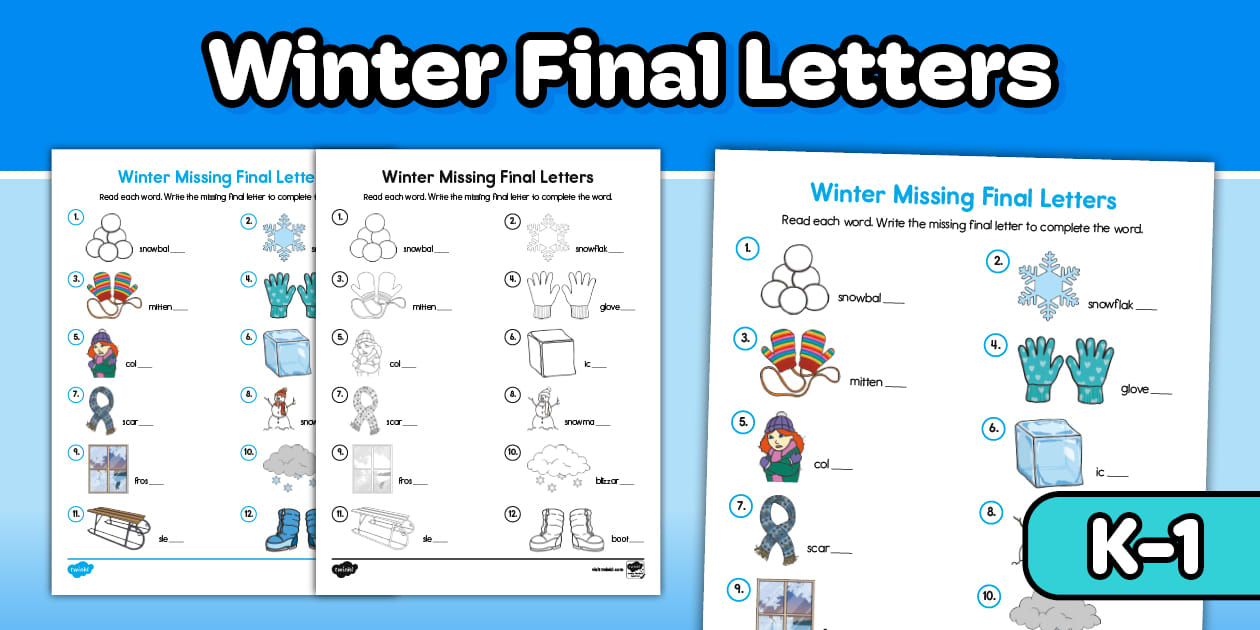 Winter Final Letters Worksheet / Worksheet