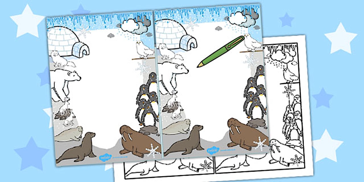 Black and White Polar Animals Editable Note - Twinkl