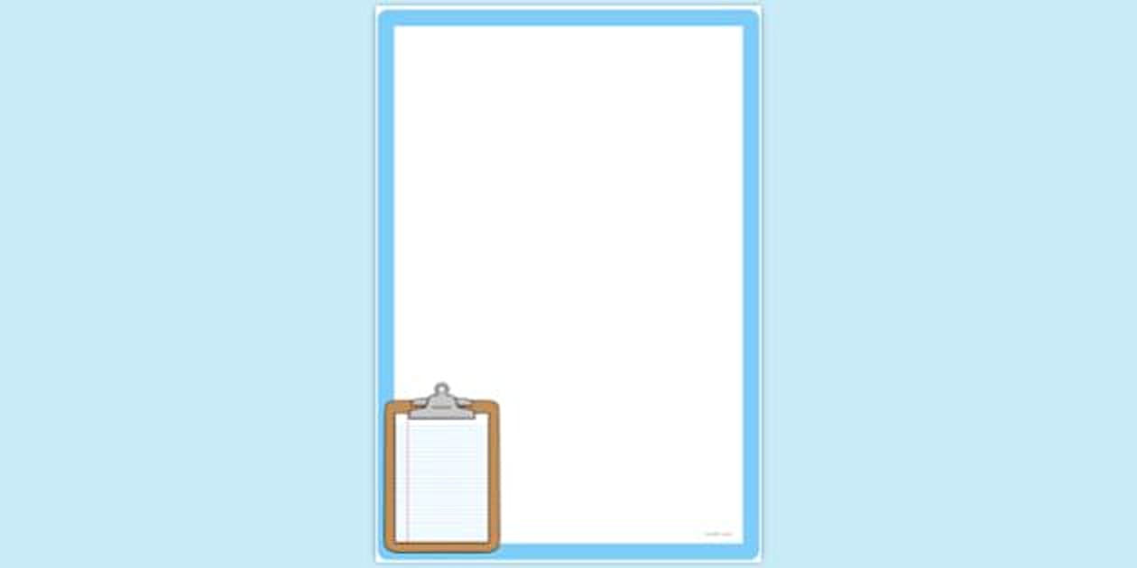 Simple Blank Clipboard With Lined Paper Page Border - Twinkl