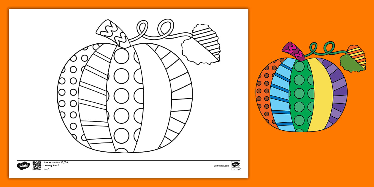 Pop Art Pumpkin Colouring Page (teacher made) - Twinkl