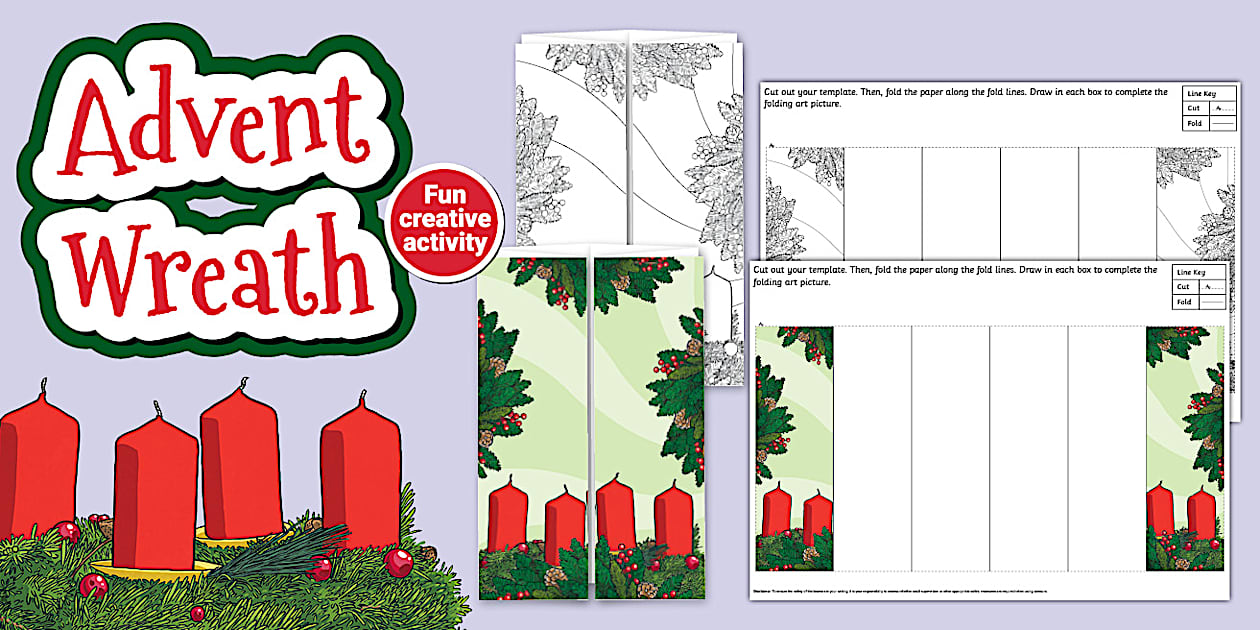 * NEW * Advent Wreath Folding Art Template - Twinkl