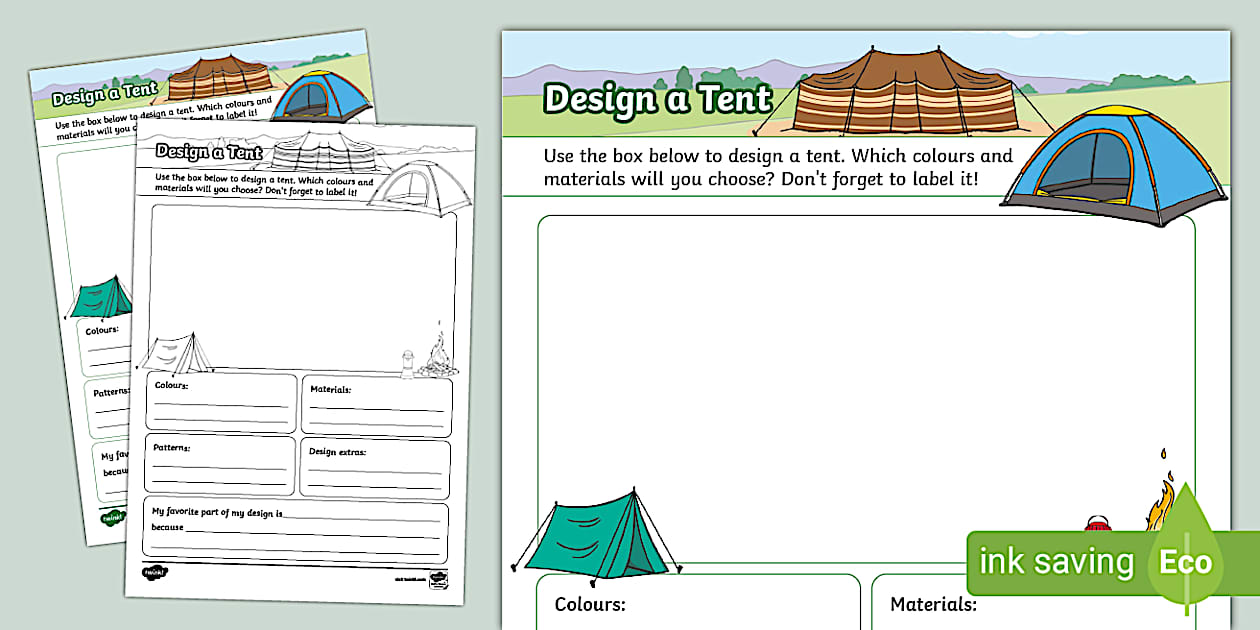Design a Tent Worksheet (teacher made) - Twinkl
