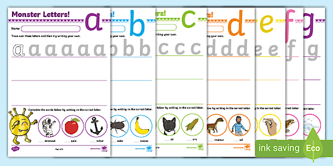Cursive Monster Themed Letter Formation Worksheets - Twinkl