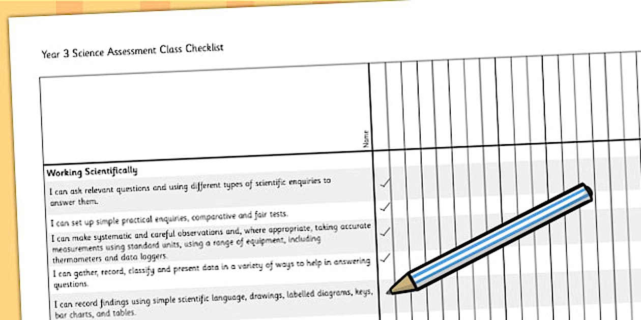 2014 National Curriculum Year 3 Science Assessment Class Checklist - target