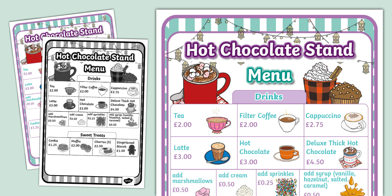 Hot Chocolate Stand Menu Display Poster (teacher made)