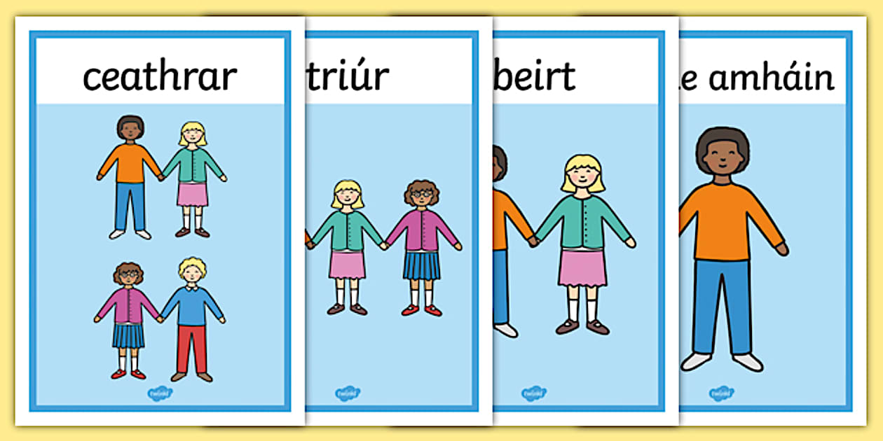 Counting People Posters 1-10 Gaeilge