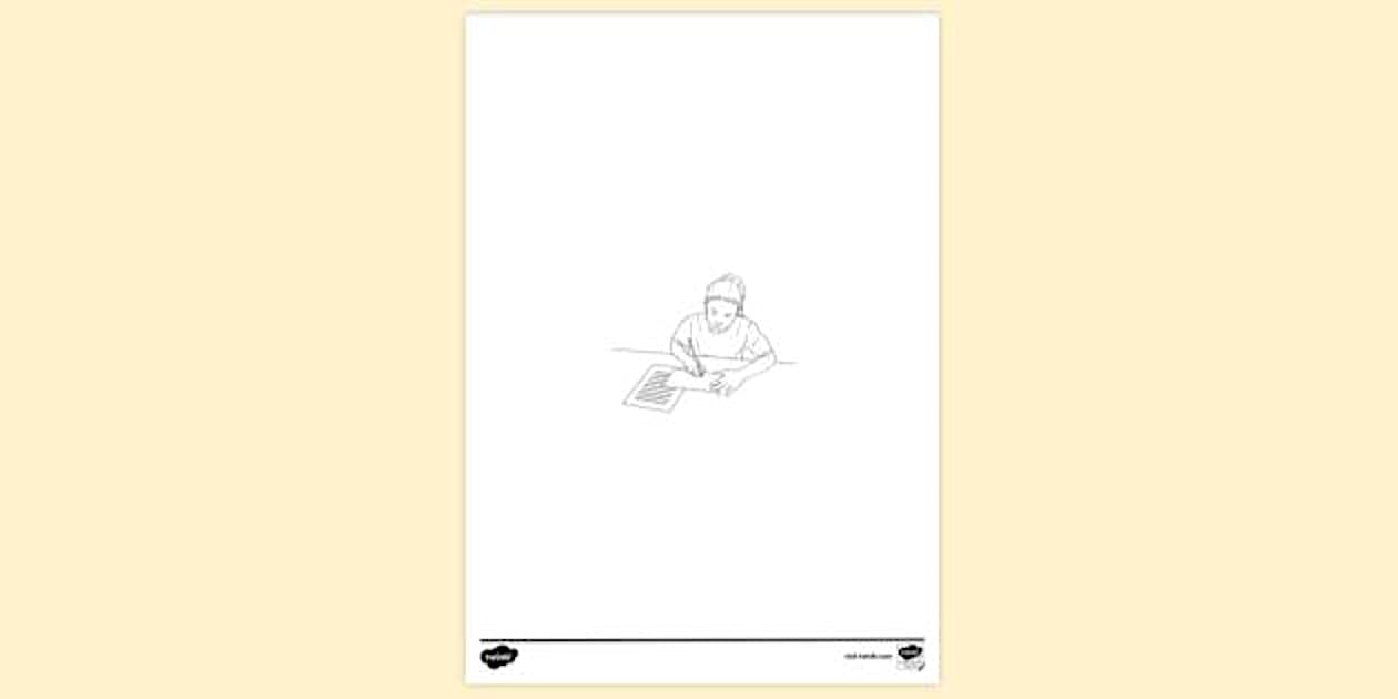 Girl Writing Colouring Sheet | Colouring | Twinkl Resources