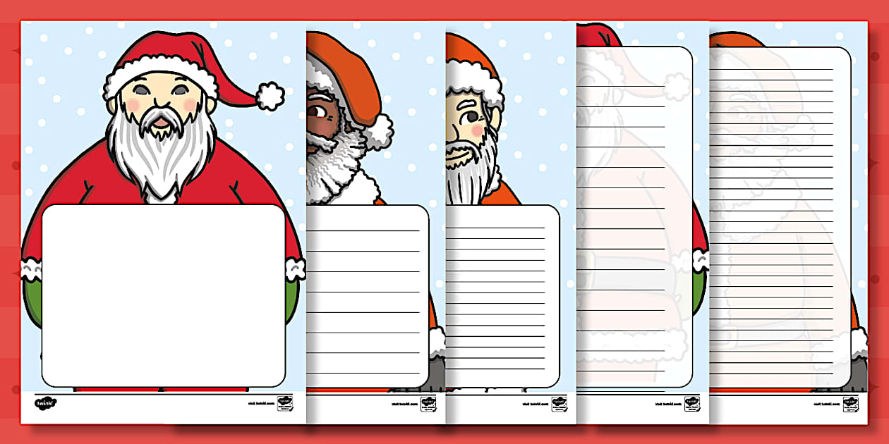 Black and White Santa's Beard Letter Writing Template